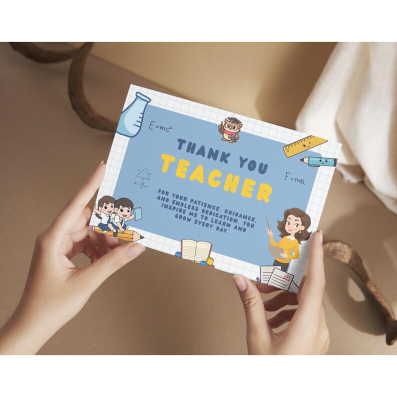 Thank You Teacher Card Template Editable Canva Printable Teacher ...