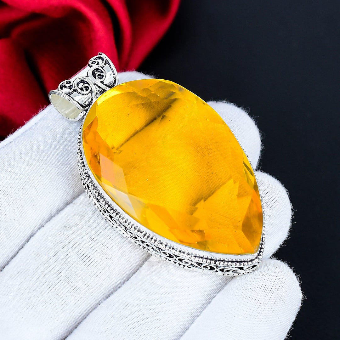Citrine Giant Size Gemstone Handmade 925 Sterling Silver Jewelry ...
