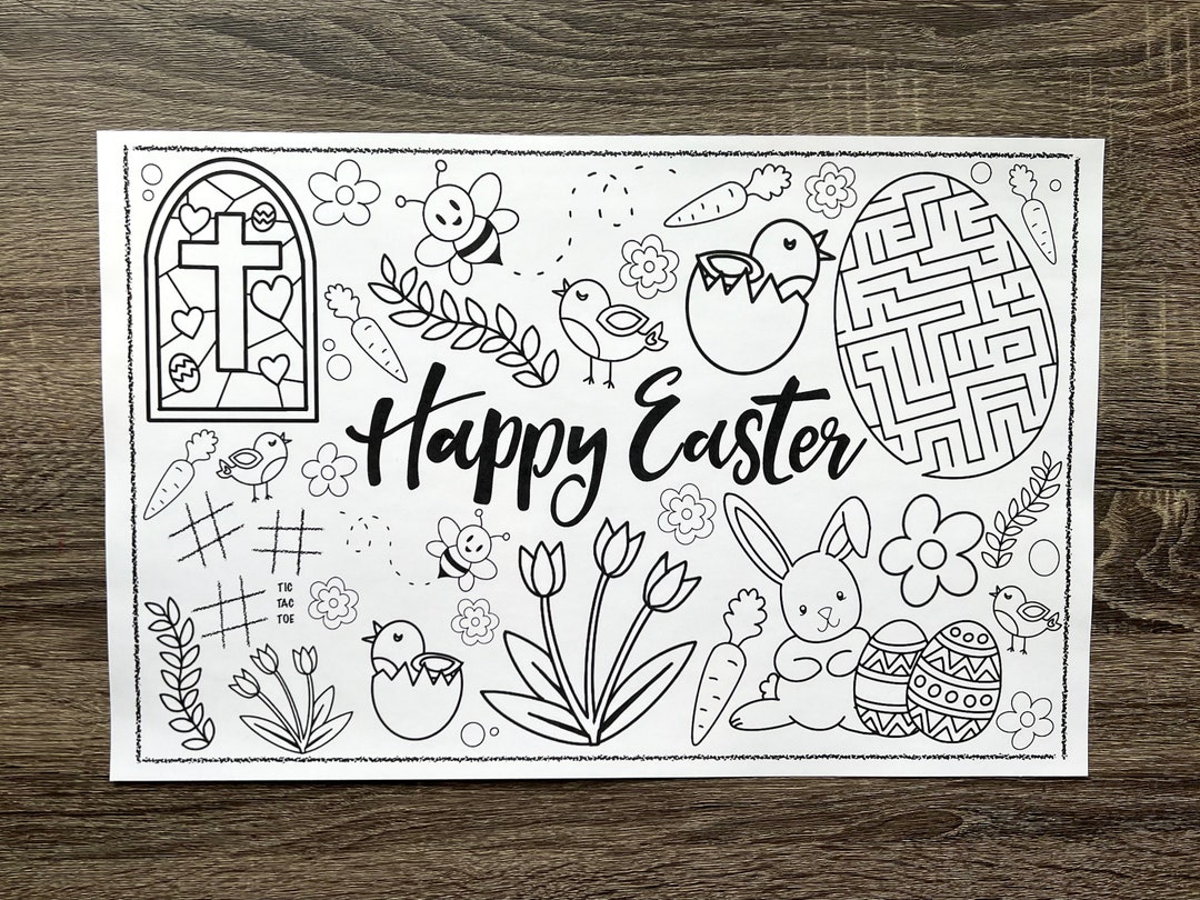 Easter Coloring Placemats - Kids Easter Activity - Table Decor ...