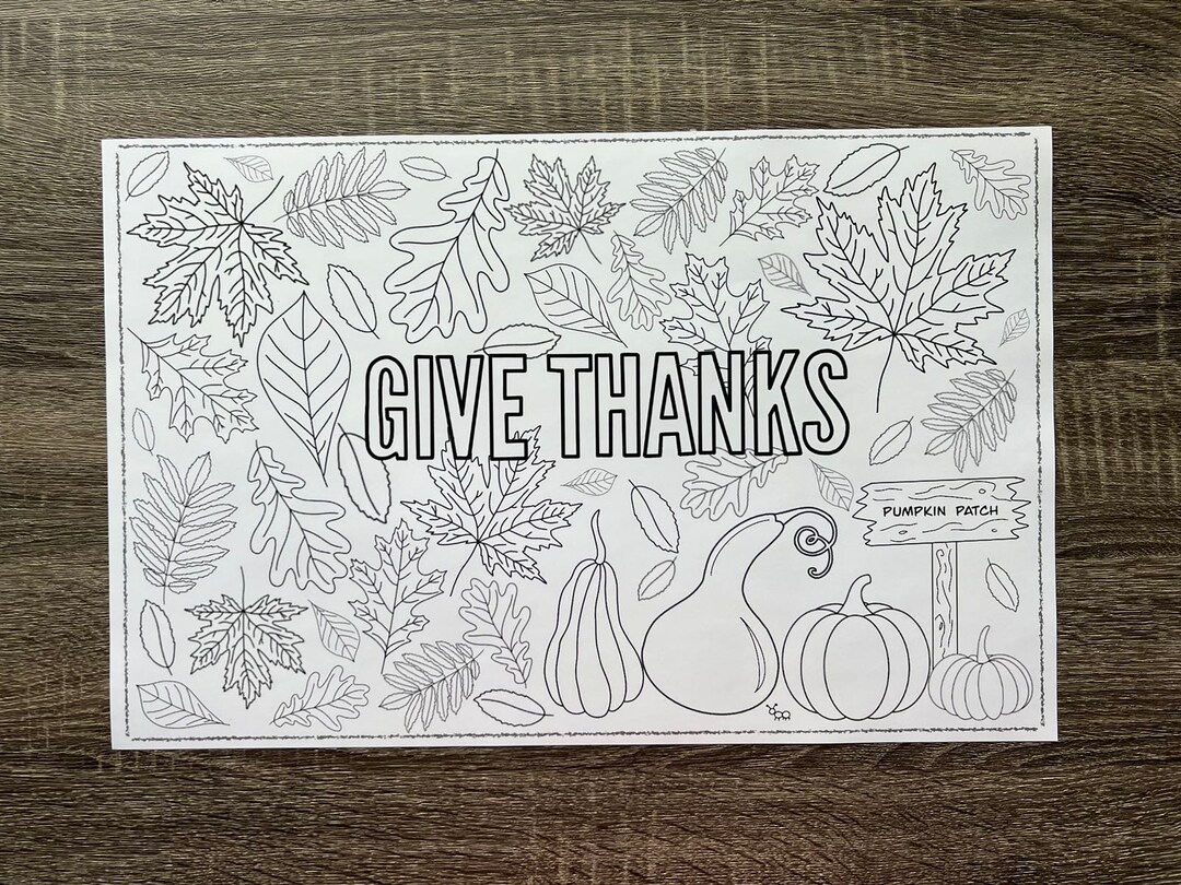 Thanksgiving Placemats - Give Thanks - Table Decor - Colorable ...