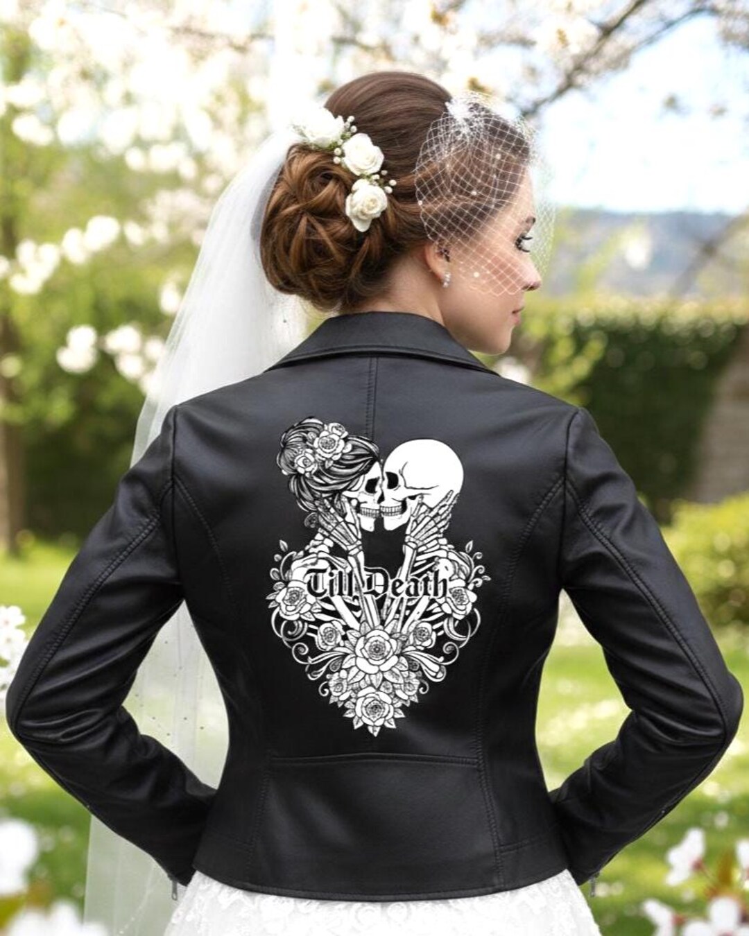 Custom Bride Leather Jacket, Till Death Jacket, Couple Skeleton Leather ...