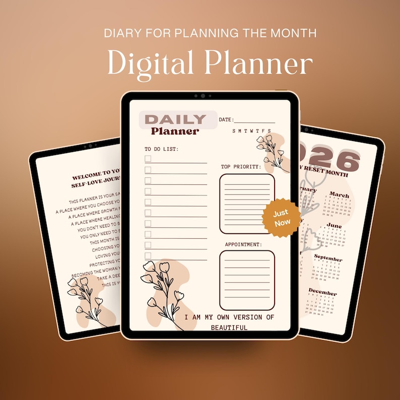 Self Love Digital Planner 2026 | Daily Affirmations Journal | Monthly ...