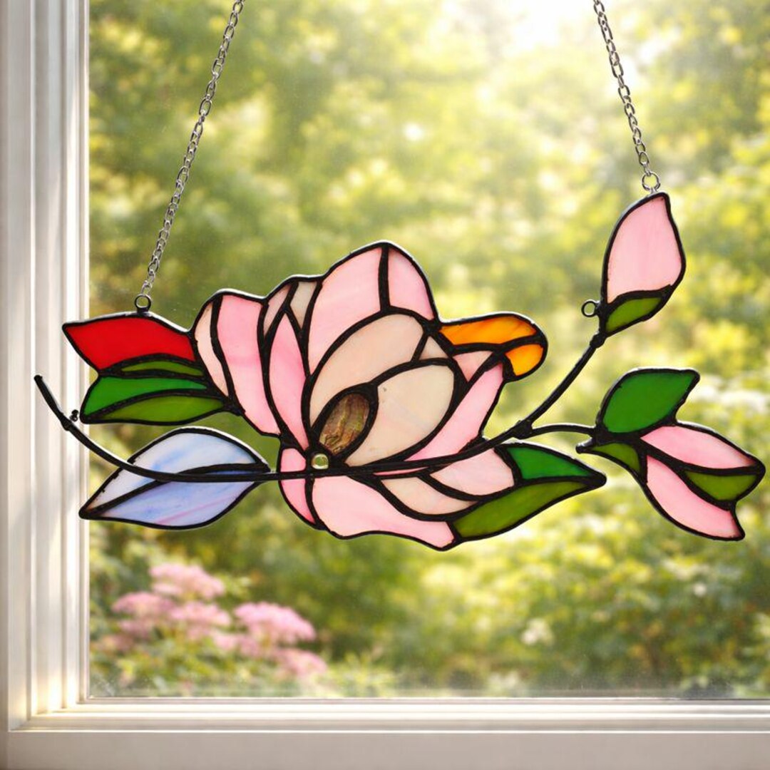 Handmade Stained Glass Rose Suncatcher, Floral Window Decor - Etsy