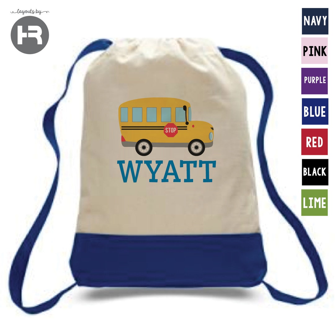 School Bus Backpack Monogram With Name • Custom Personalized Back to ...