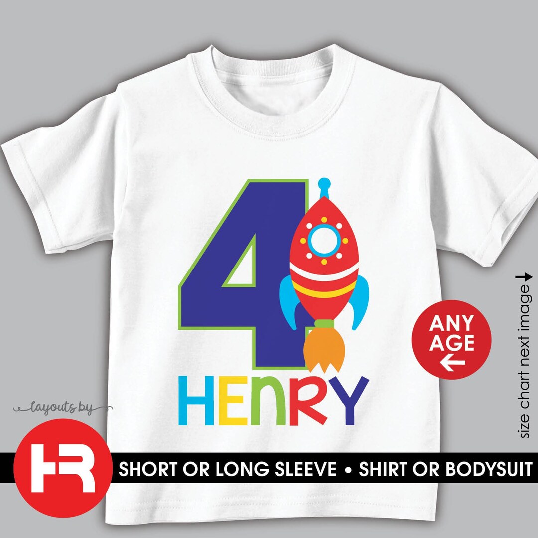 Rocket Ship Birthday Shirt or Bodysuit - Personalized Name & Any Age - Etsy