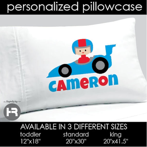 Race Car Personalized Pillow Case - Etsy