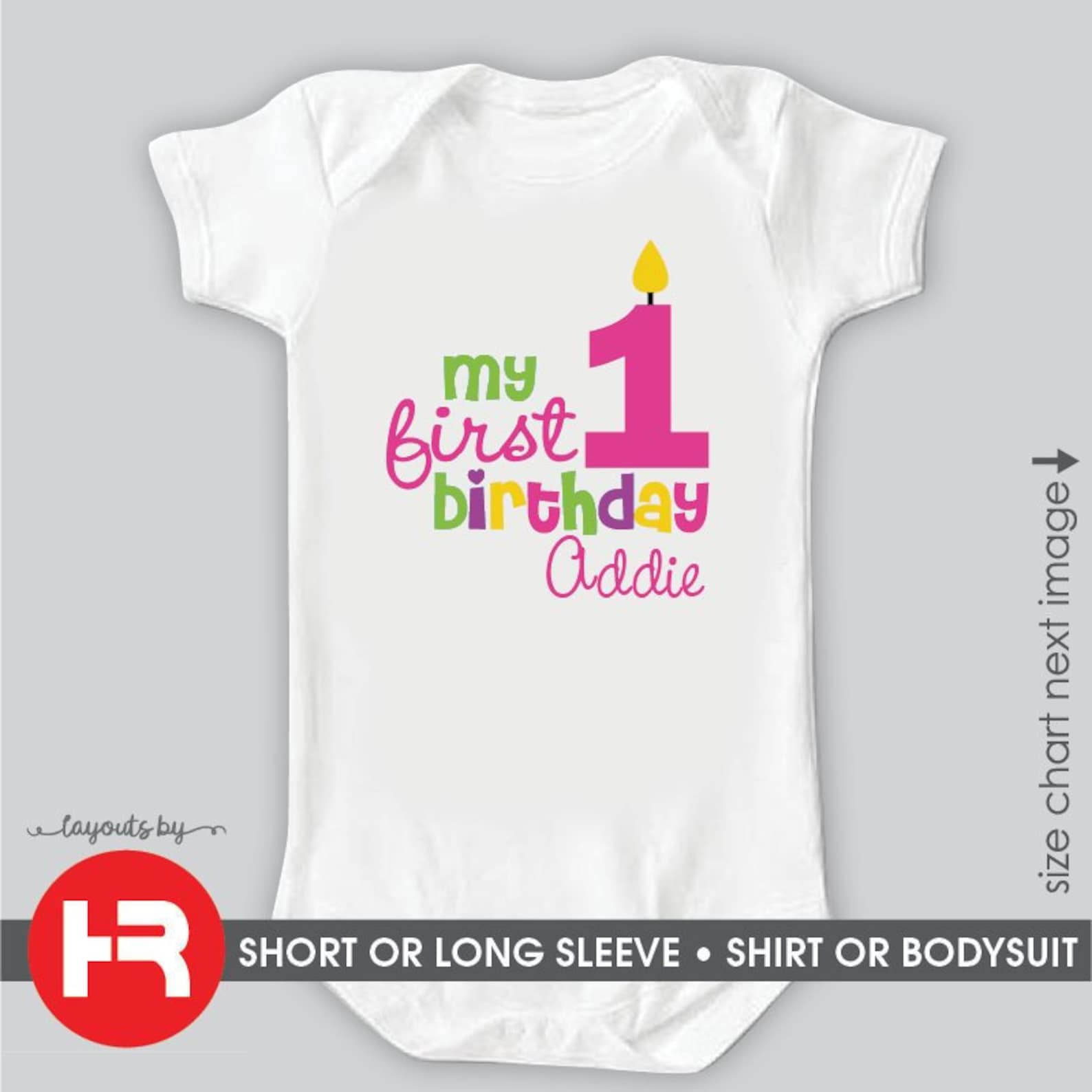 Girls 1st Birthday Shirt or Bodysuit Monogram With Name • Personalized ...