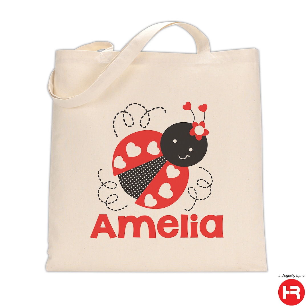 Ladybug Tote Bag Personalized • Custom Birthday Party Favor Gift ...