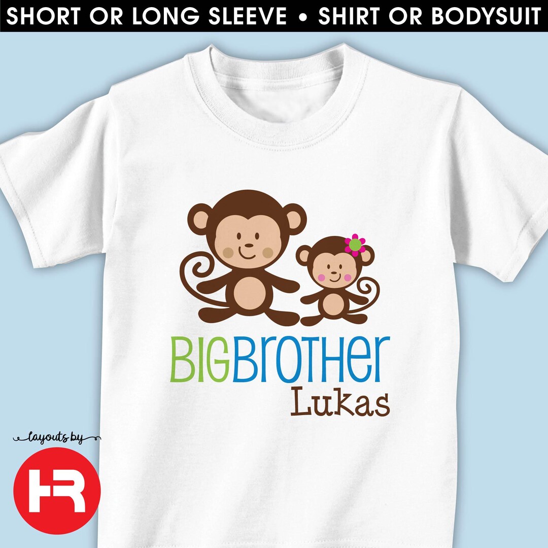 Monkey Big Brother to Little Sister Shirt / Bodysuit • Personalized ...