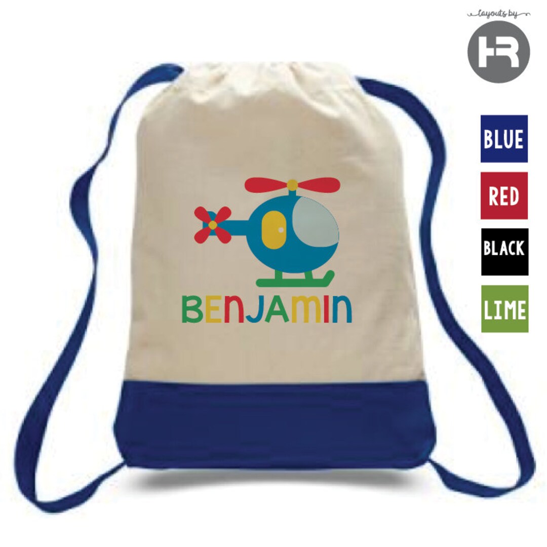 Helicopter Backpack Monogram With Name • Boys Personalized Printed ...