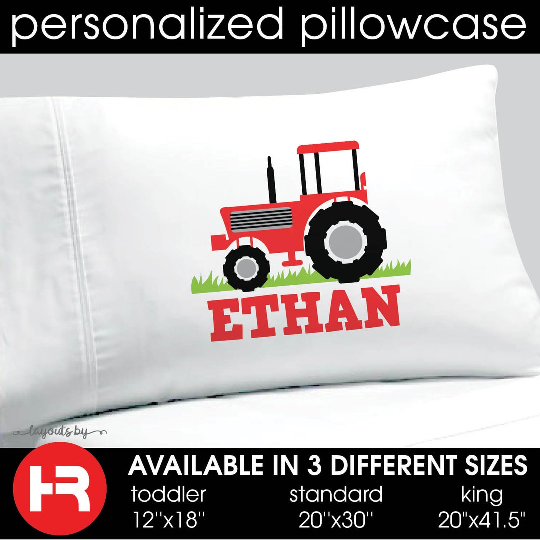 Red Tractor Pillowcase • Decorative Boys Personalized Tractor Pillow ...