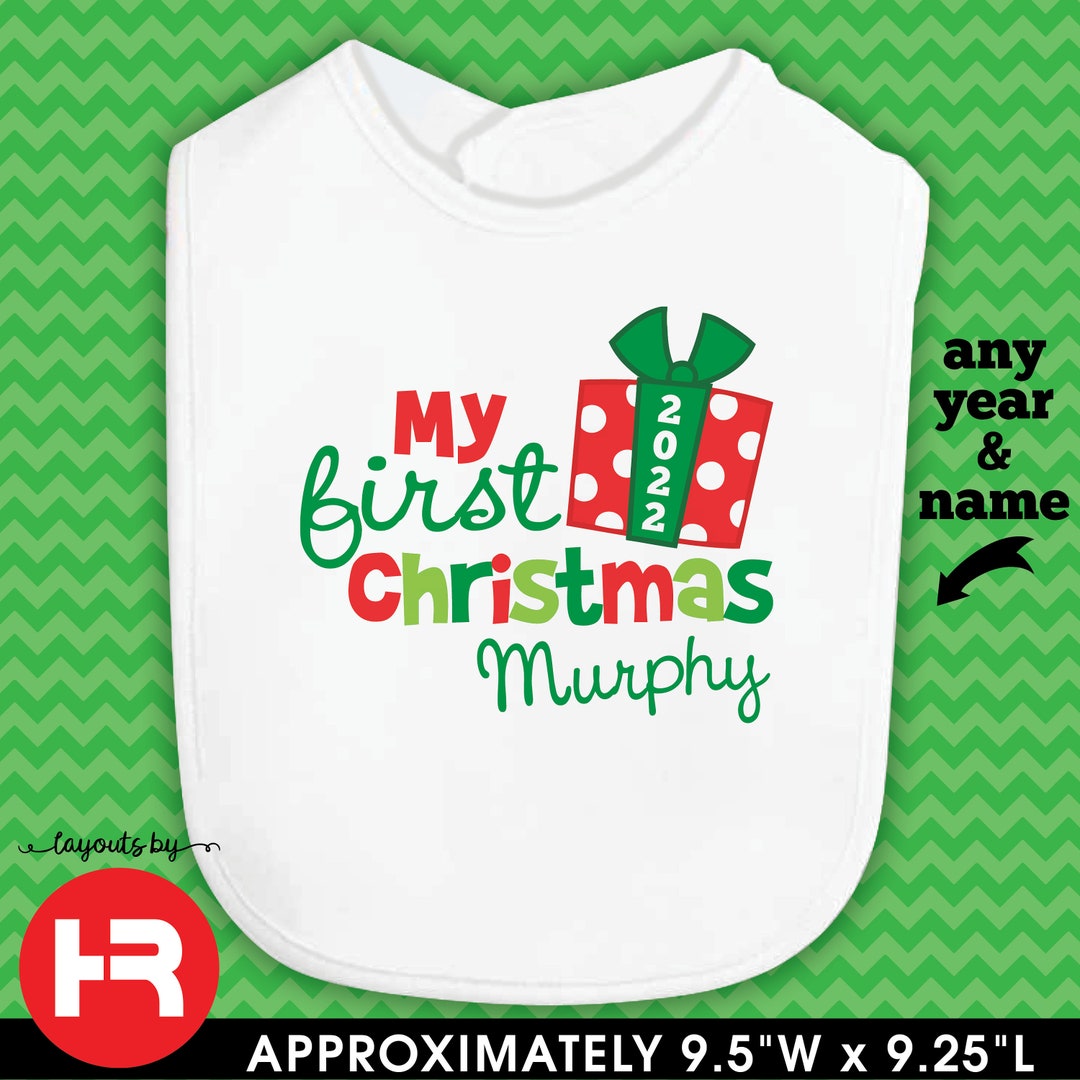Baby's First Christmas Bib My 1st Christmas Present Bib - Etsy