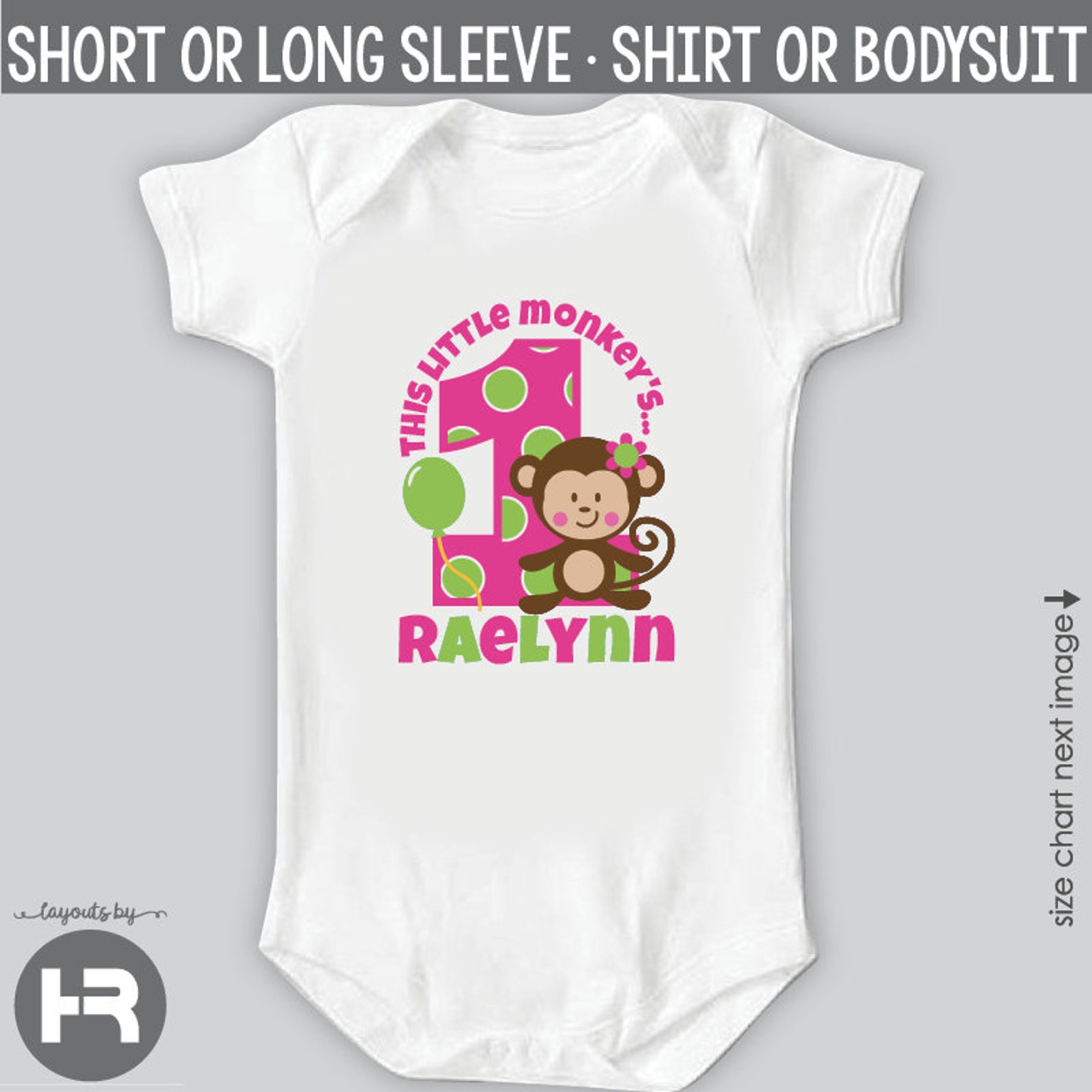 Girl Monkey Birthday Shirt or Bodysuit Personalized With - Etsy