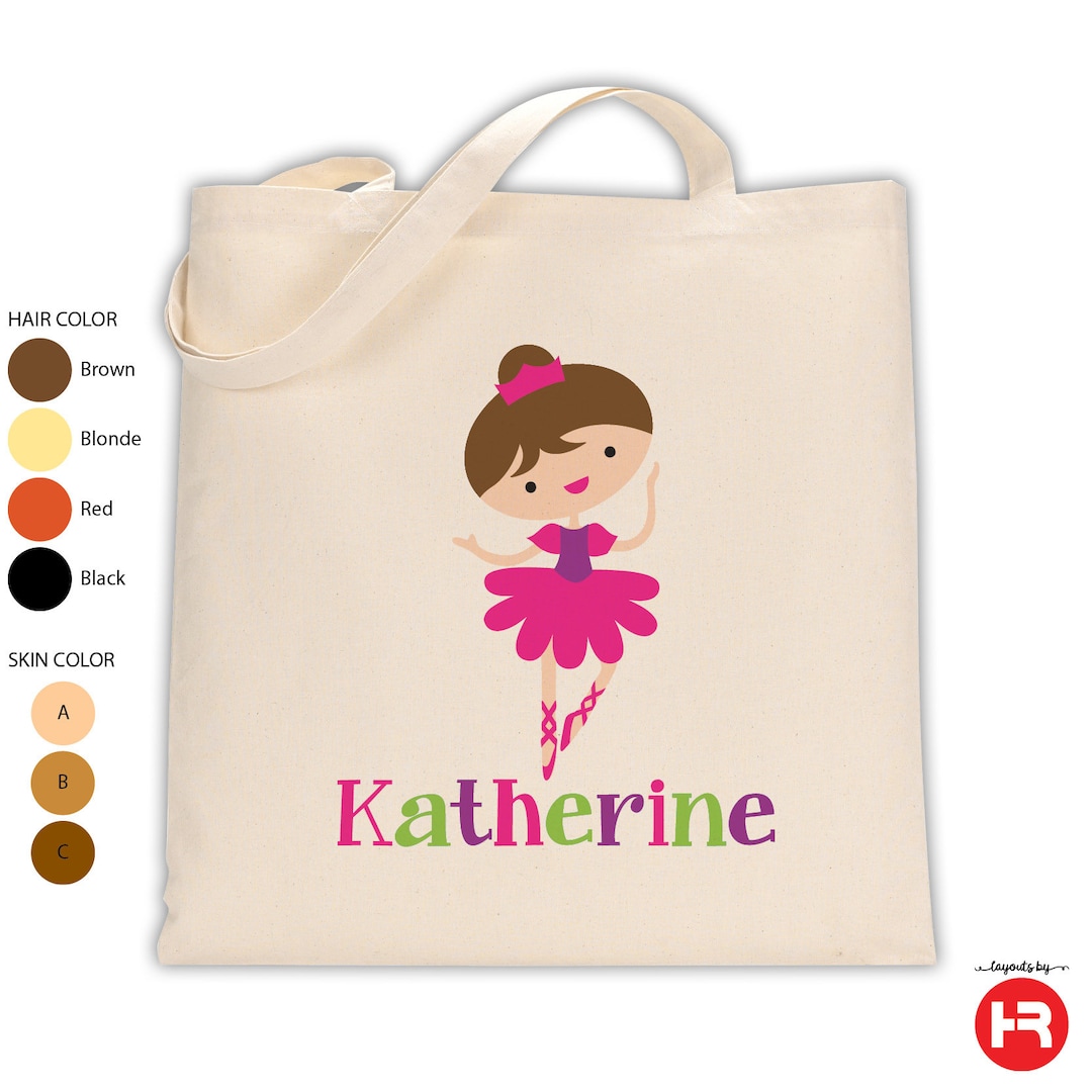 Ballerina Bag With Name • Personalized Dance Tote Bag • Monogram Ballet ...