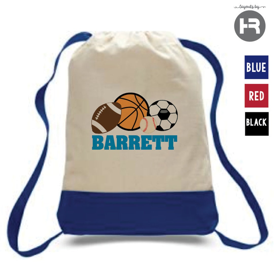 Sports Theme Backpack Monogram With Name • Personalized Summer Camp Bag ...