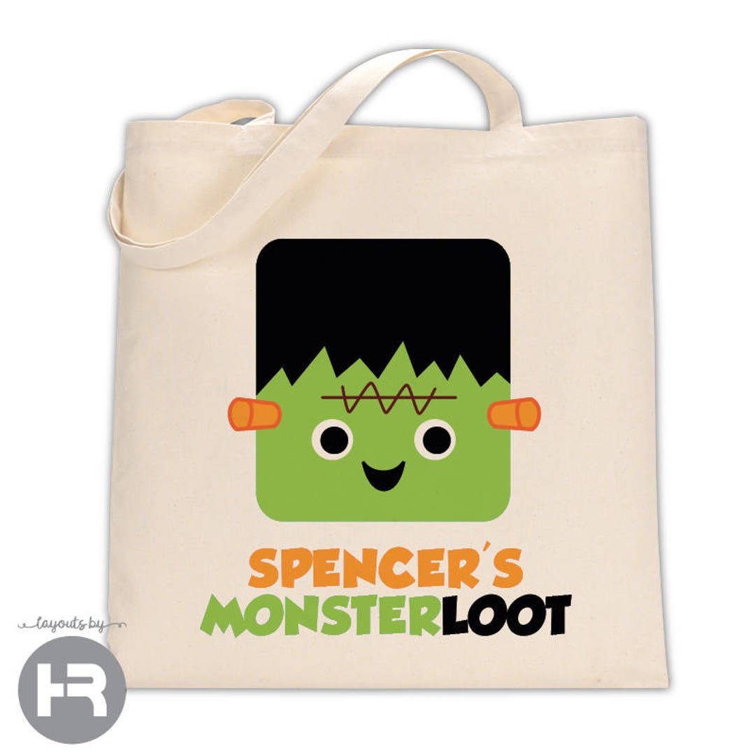 Personalized Frankenstein Trick or Treat Halloween Tote • Monogram ...