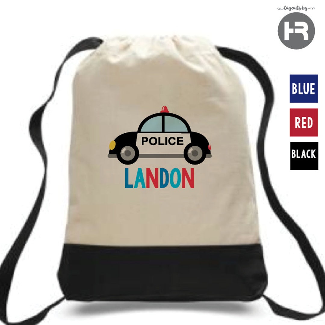 Police Car Backpack Monogram With Name • Personalized Police Car Bag ...