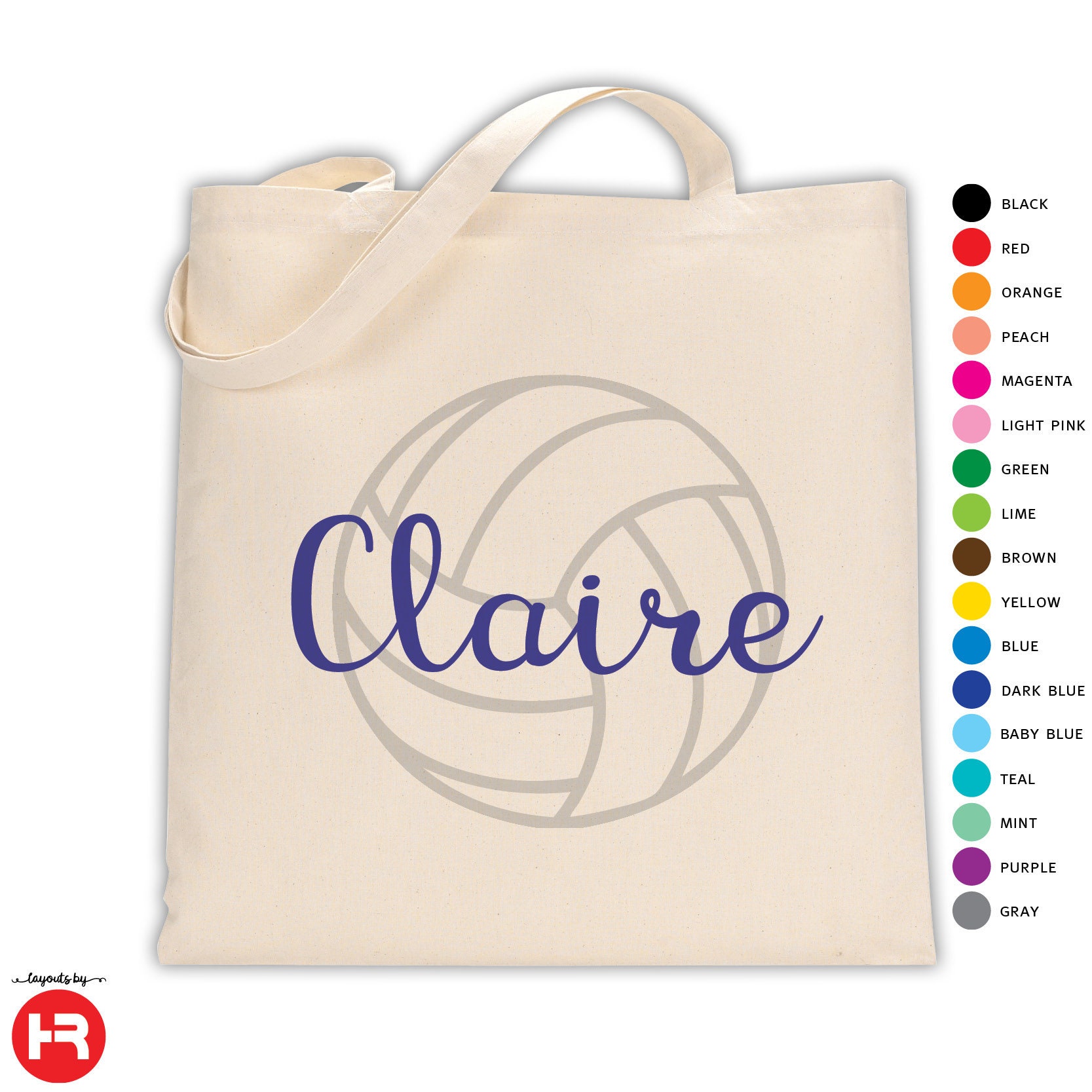 Personalized Volleyball Tote Bag Monogram With Name • Volleyball Camp ...