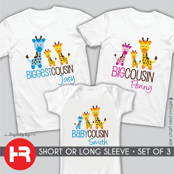 Giraffe Cousin Shirts Matching Set of 3 Personalized Cousin | Etsy