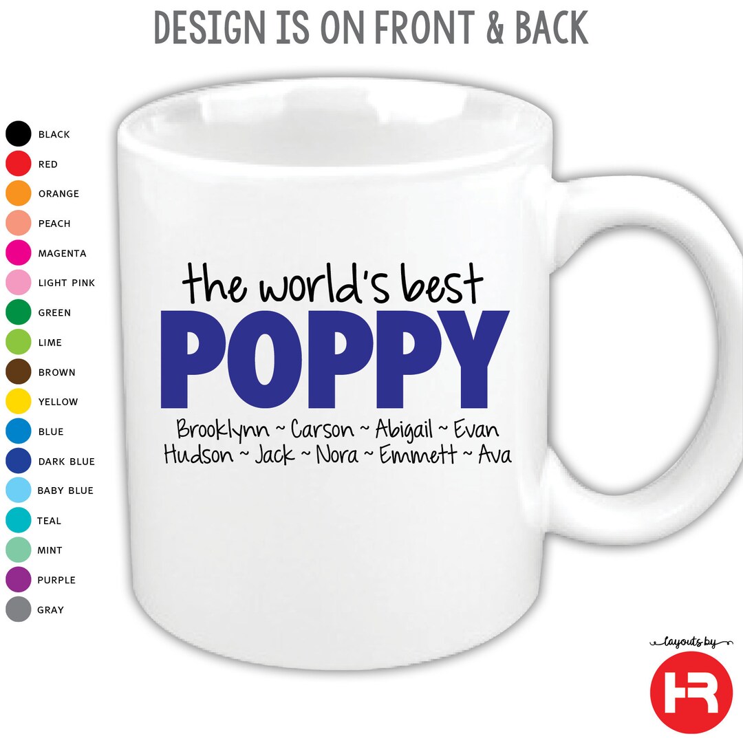 The World's Best Poppy Coffee Mug Personalized With Grandchildren Names ...