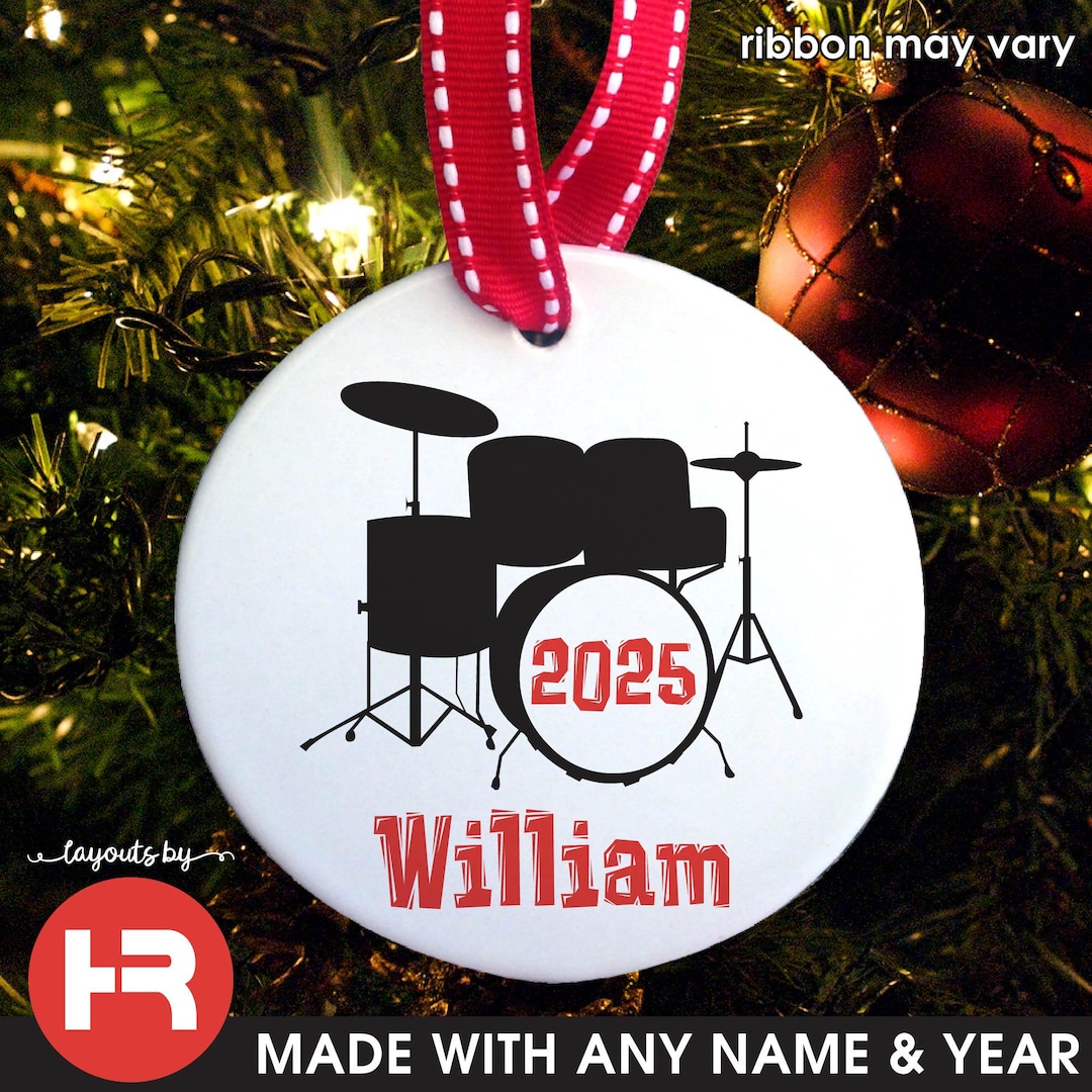 Drums Christmas Ornament Personalized With Name & Year • Custom Unique ...