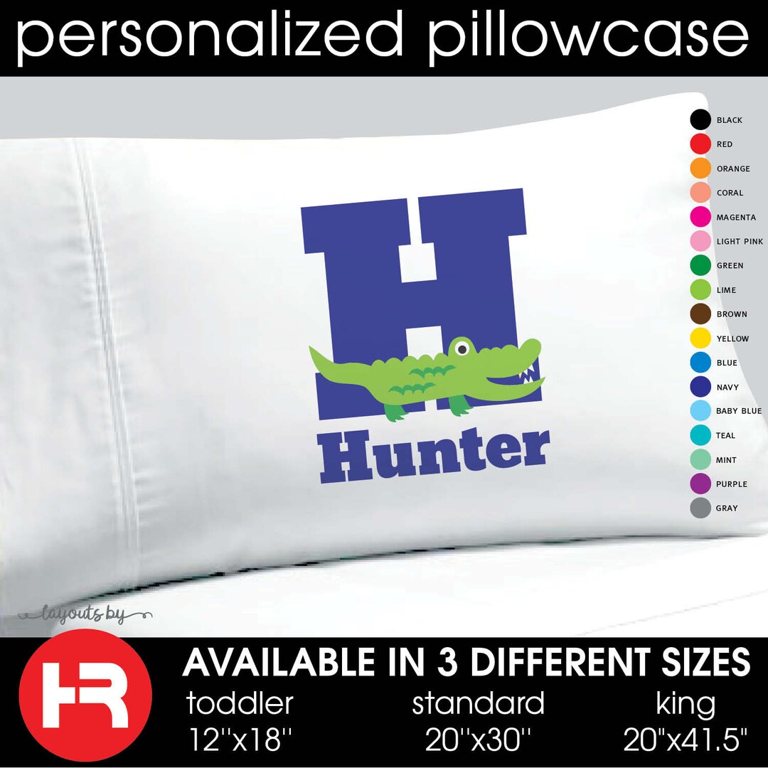 Alligator Pillowcase • Boys Personalized Pillow Case • Kids Crocodile ...