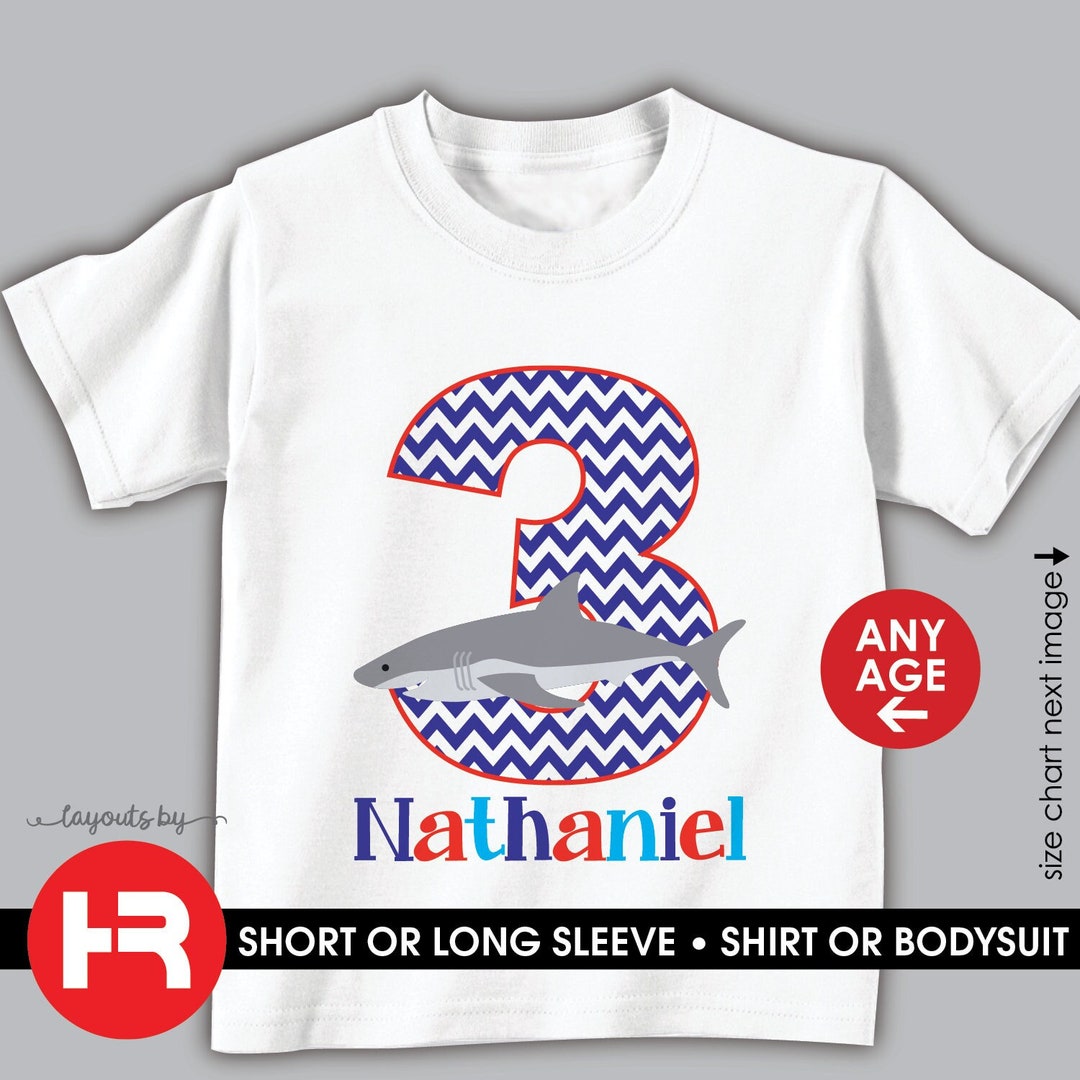 Shark Birthday Shirt or Bodysuit Boys Personalized Birthday With Child ...