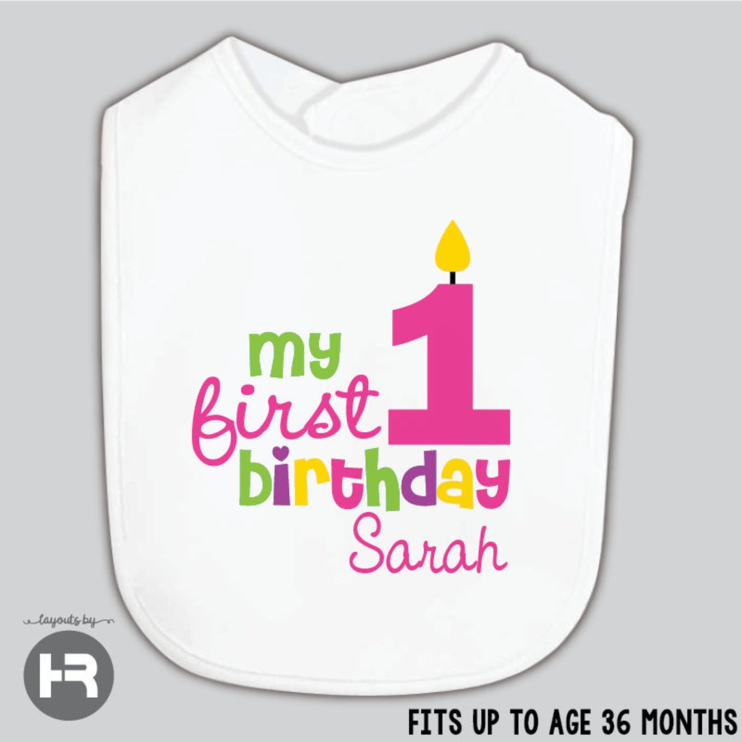 Girls First Birthday Bib Personalized 1st Birthday Bib - Etsy