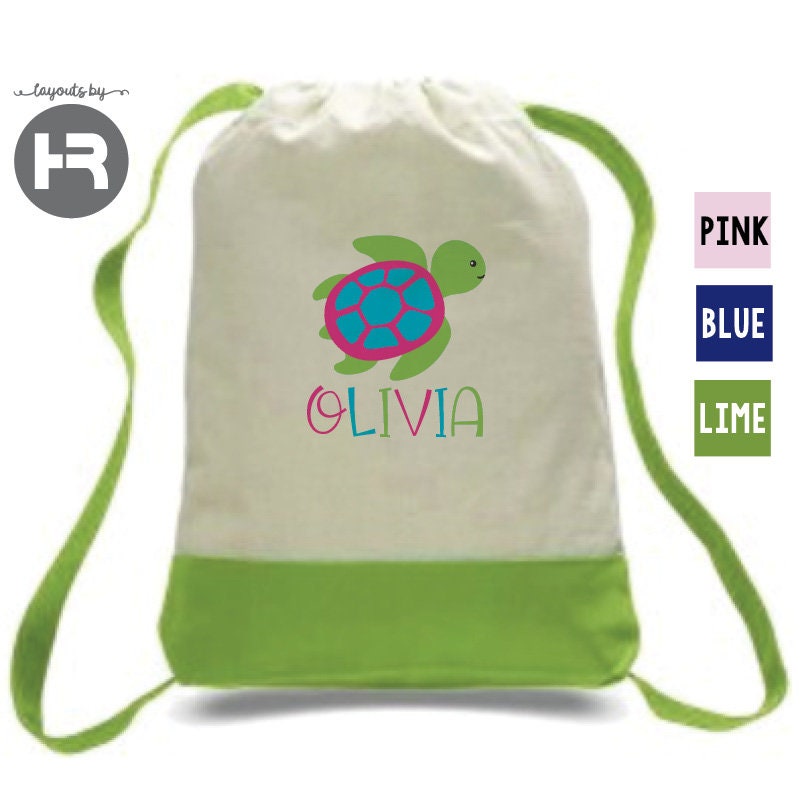 Girl's Sea Turtle Backpack • Personalized Beach Bag - Etsy
