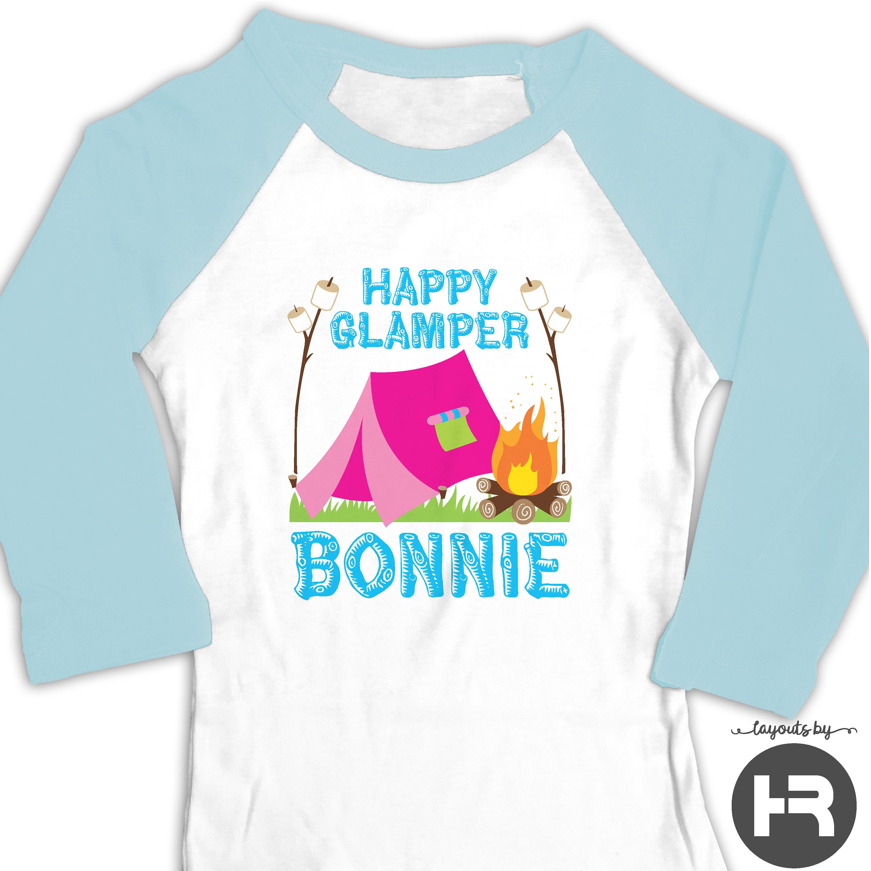 Glamping Birthday Shirt or Bodysuit • Pink Raglan • GIRLS Personalized ...