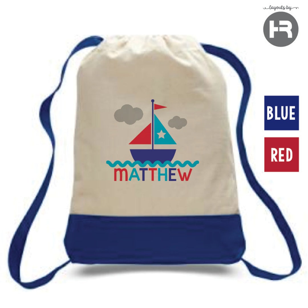 Sailboat Backpack Personalized With Name • Printed Summer Camp Nautical ...