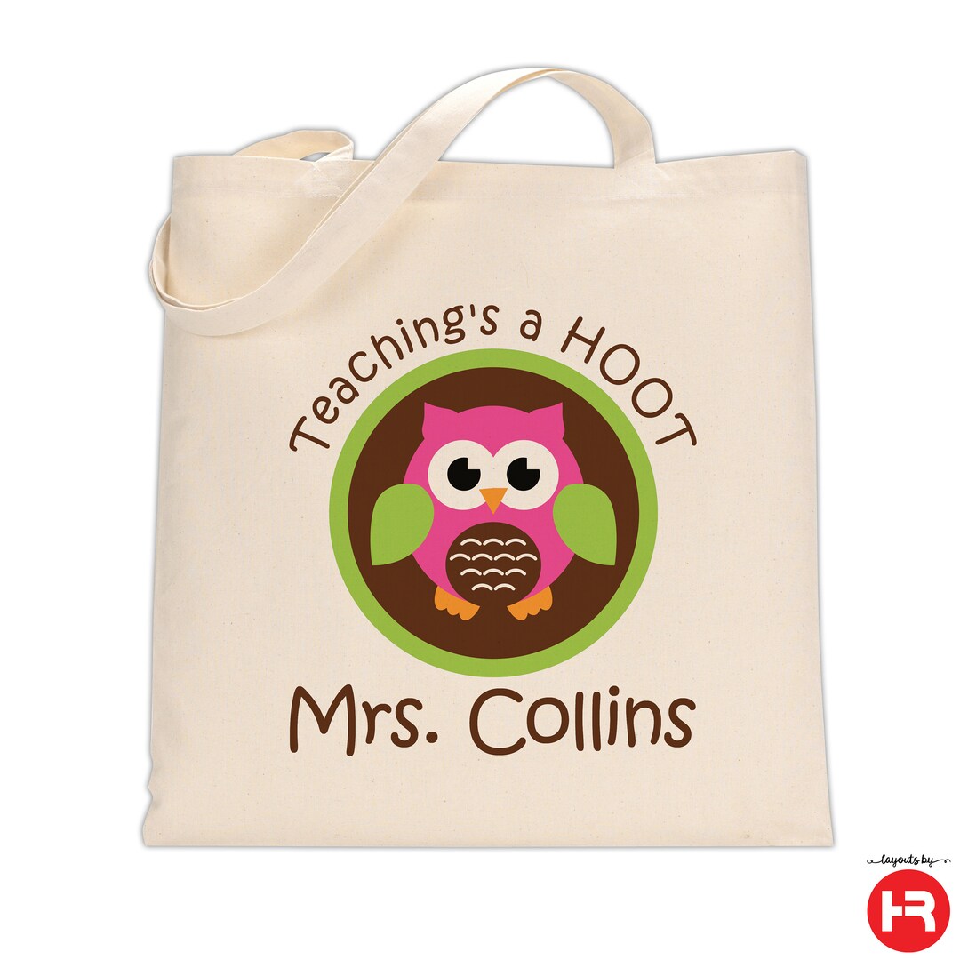 Personalized Teacher Tote Bag • Pink Owl Design • Teacher Appreciation ...