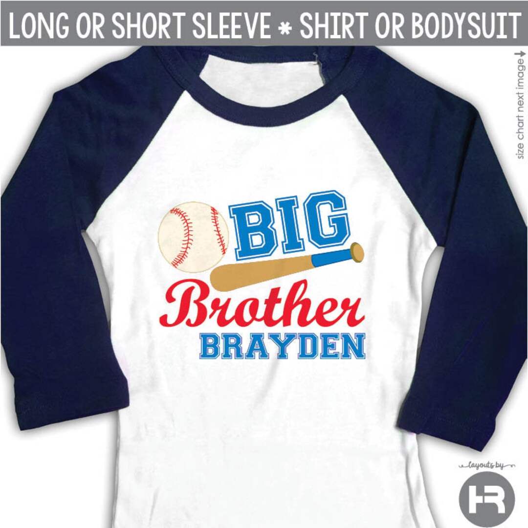 Baseball Big Brother Shirt or Bodysuit - Personalized Dark Blue Raglan ...