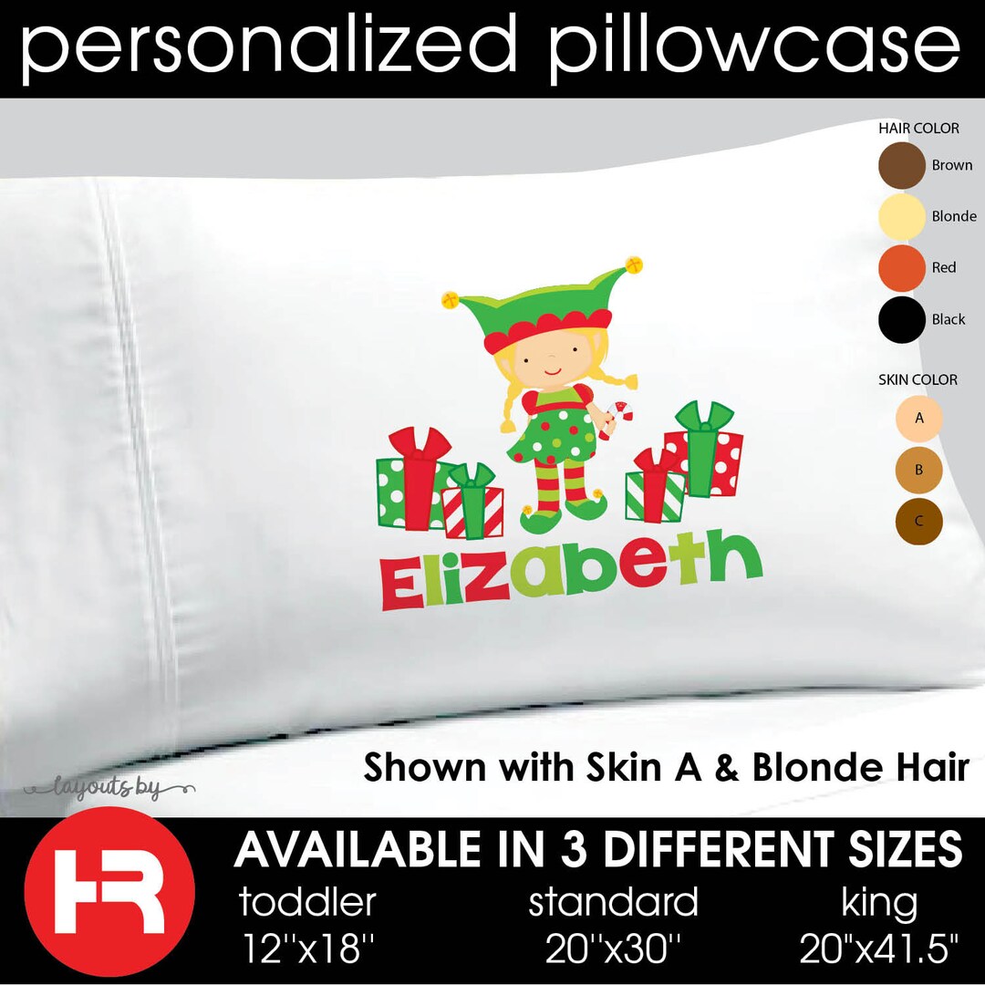 Kids Christmas Girl Elf Pillowcase Decorative Bedding Decor ...