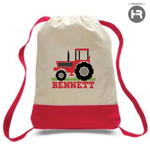 Red tractor backpack personalized backpack printed tractor | Etsy