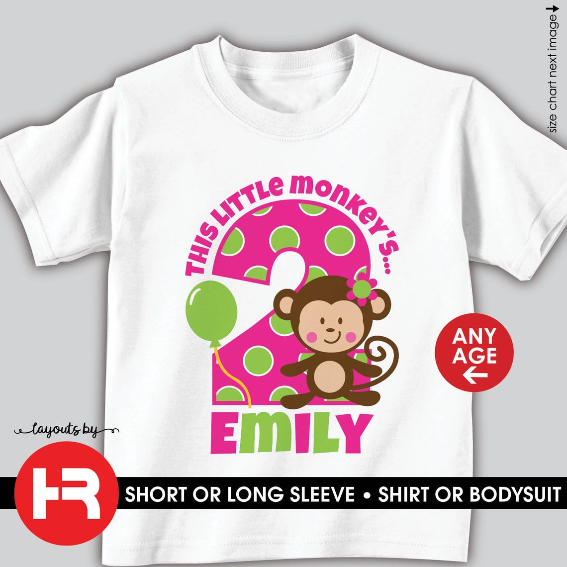 Girl Monkey Birthday Shirt or Bodysuit Personalized With - Etsy