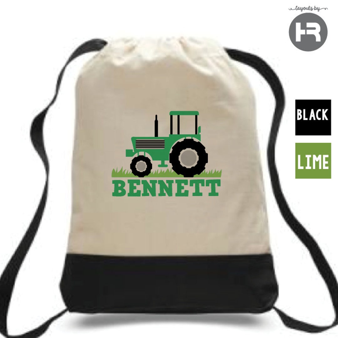 Personalized Tractor Backpack: Green Farm Bag Monogram With Name - Etsy