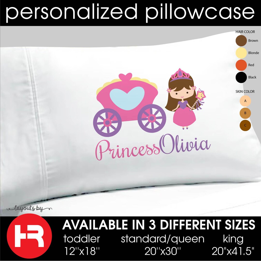 Princess Pillowcase Personalized • Girls Princess Bedding • Decorative ...