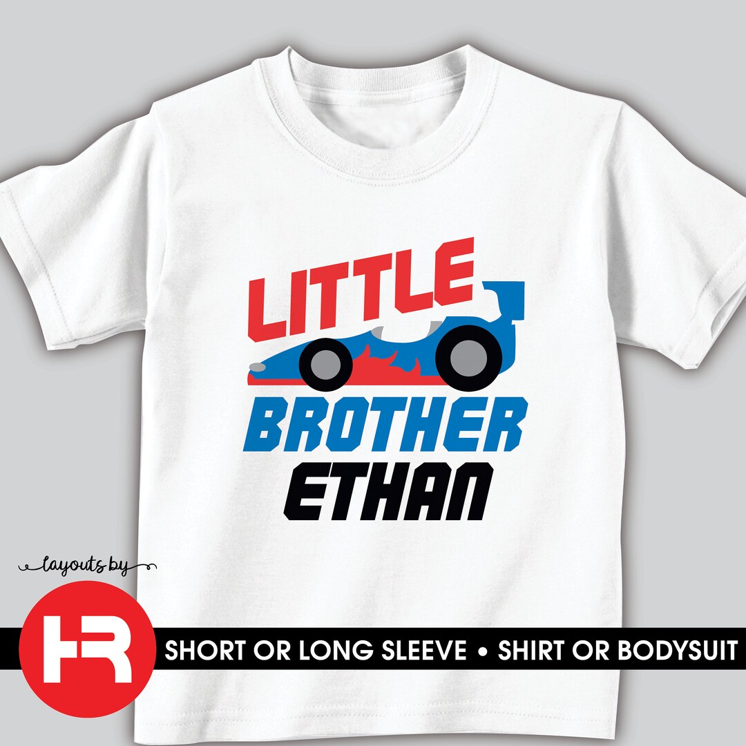 Race Car Little Brother Shirt Monogram With Name • Personalized Little ...
