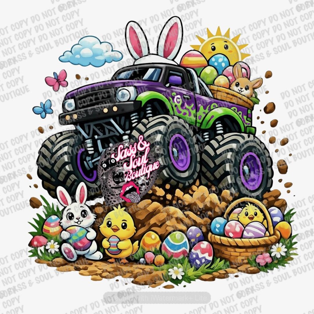 Easter Monster Truck | Green & Purple | Digital Download PNG - Etsy