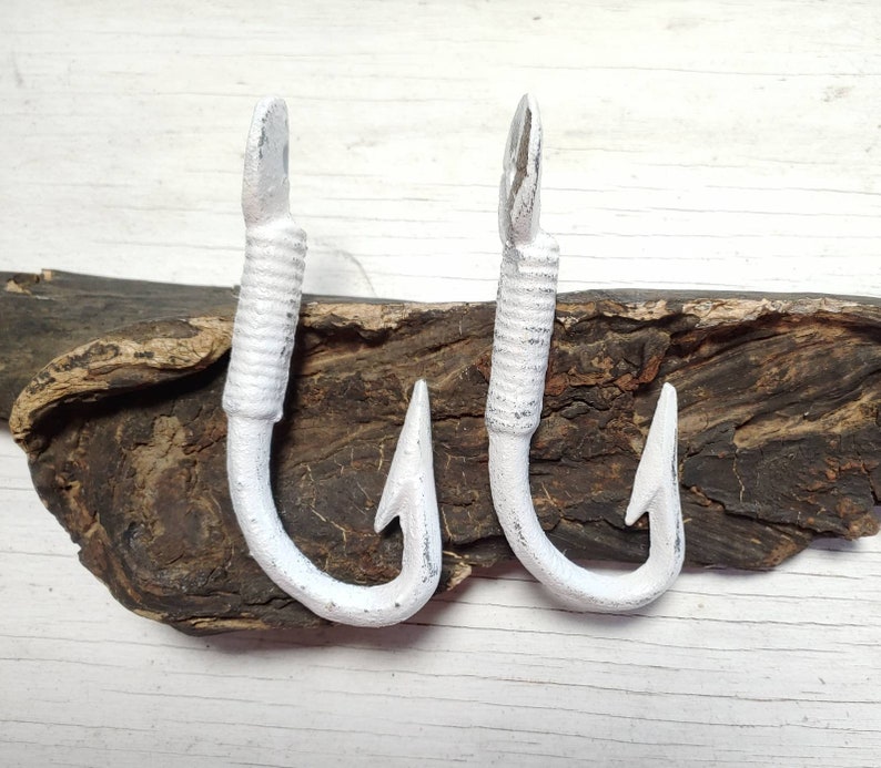 One Fishing Wall Hook, Cast Iron, Nautical Decor, Tropical, Beach Decor ...