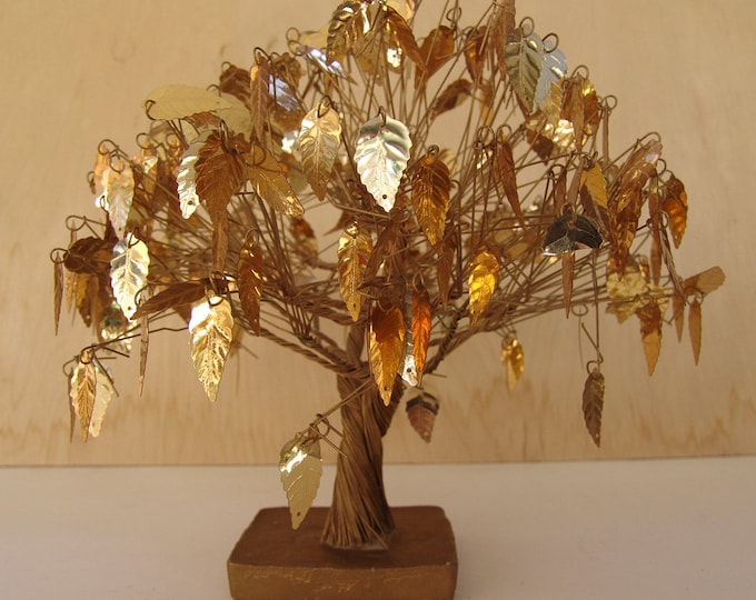 Gold Wire Tree Leaf Sculpture Vintage Art - Etsy