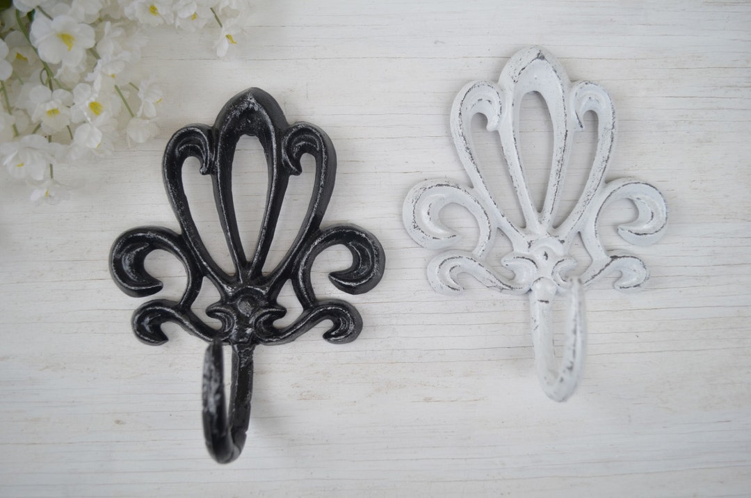 2 Large Ornate Cast Iron Hook, Coat Hook, Towel Hook, Ornate Key Hook ...