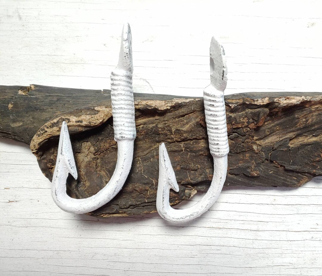One Fishing Wall Hook, Cast Iron, Nautical Decor, Tropical, Beach Decor ...