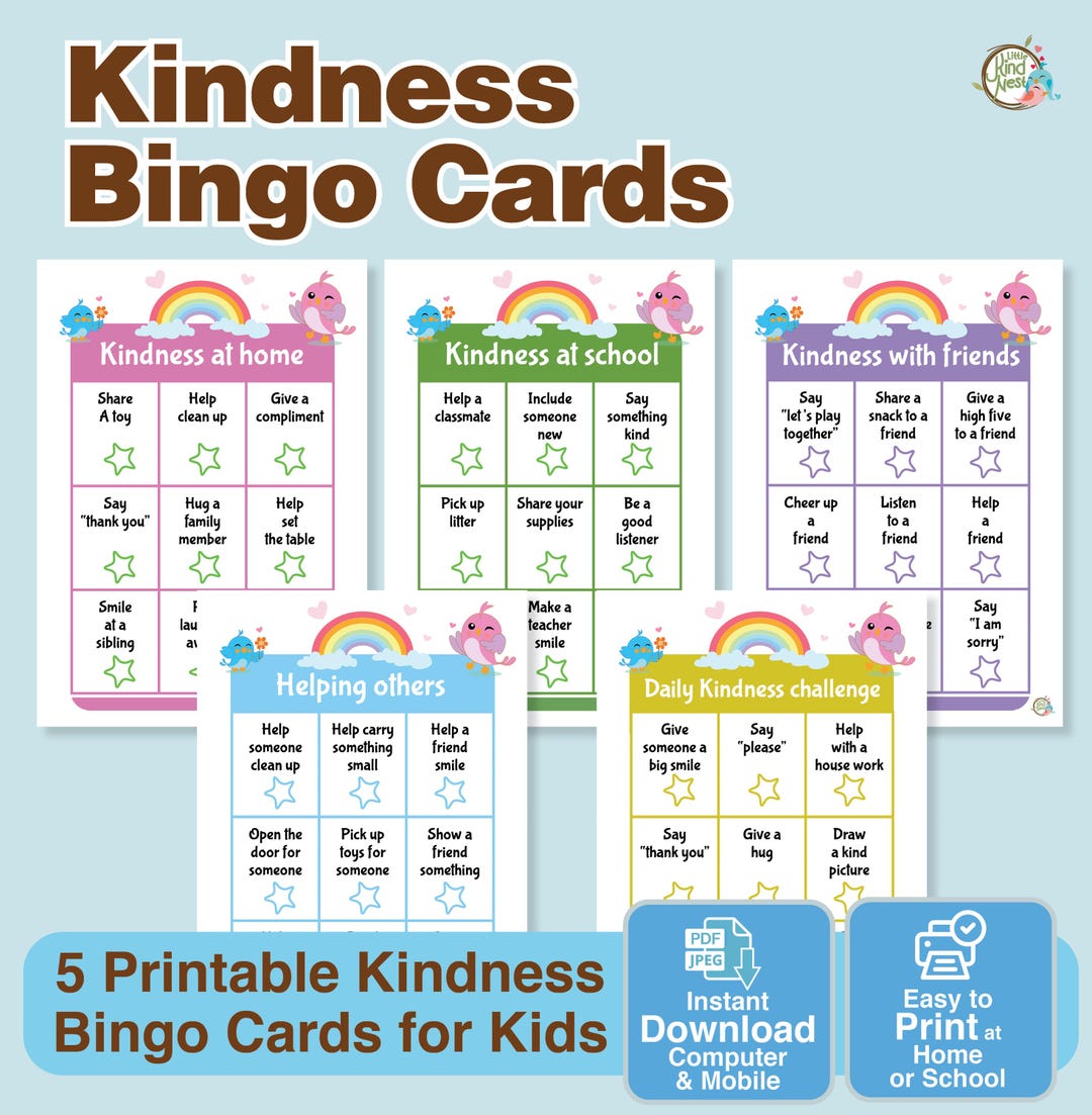Kindness Bingo Cards for Kids | Printable SEL Activity Pack (digital ...