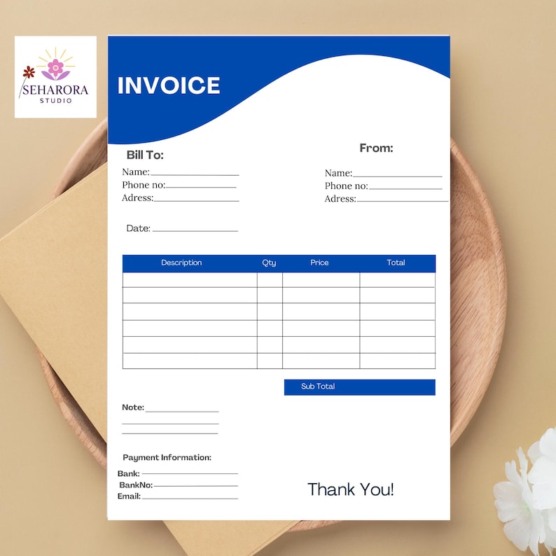 Simple Invoice Template PDF | Printable A4 for Freelancers & Small ...
