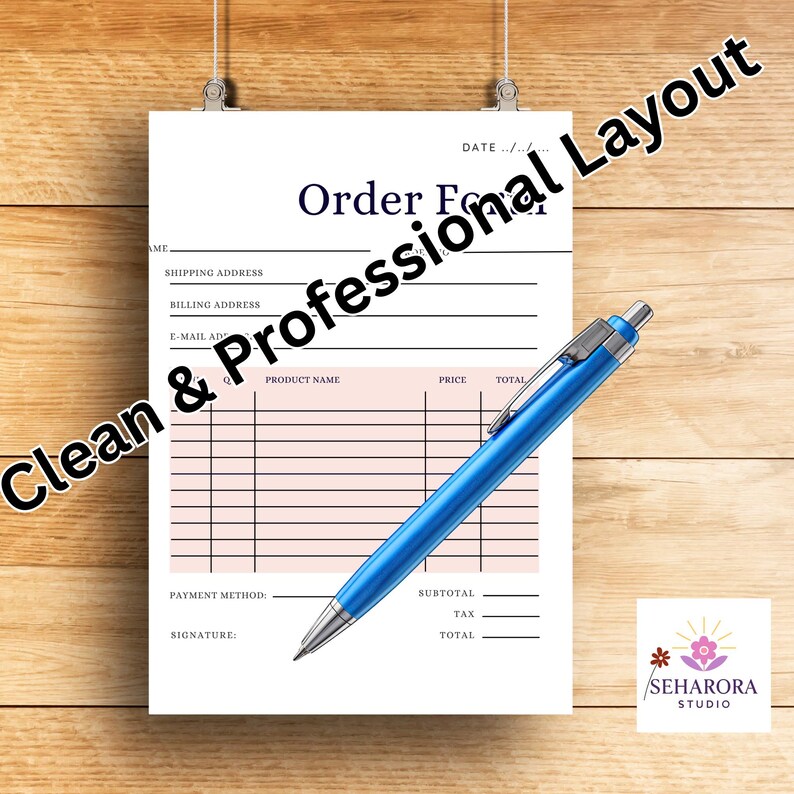 Minimalist Order Form Template | Printable Business Invoice (PDF ...
