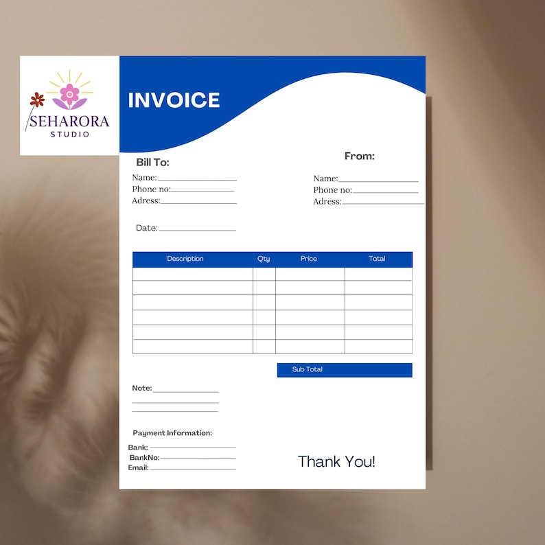 Simple Invoice Template PDF | Printable A4 for Freelancers & Small ...