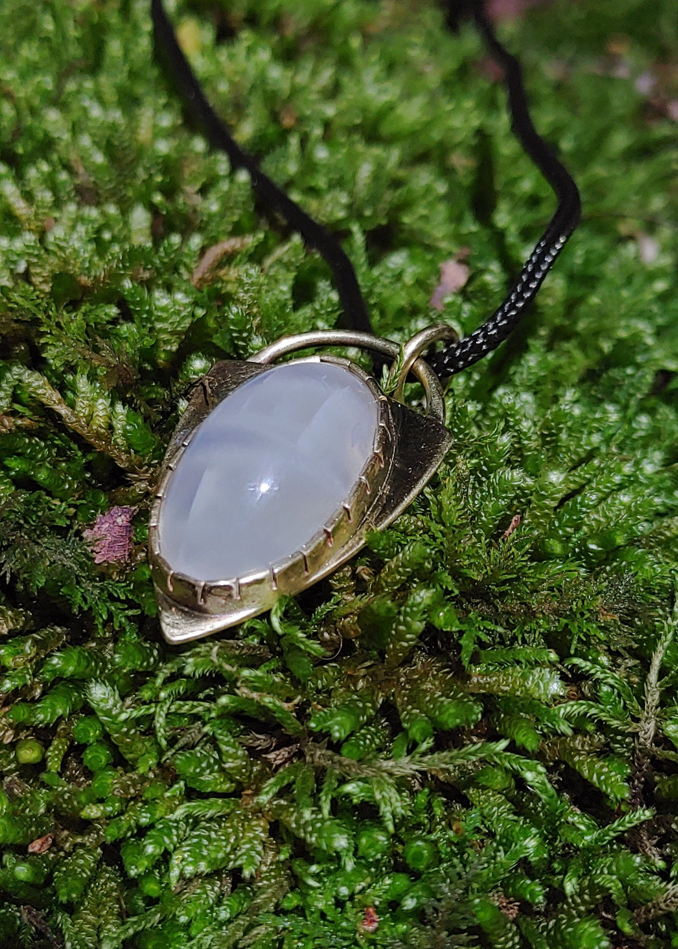 Brass and Silver Sheen Cats Eye Moonstone Pendant - Etsy