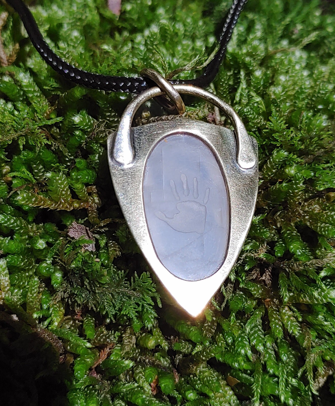 Brass and Silver Sheen Cats Eye Moonstone Pendant - Etsy